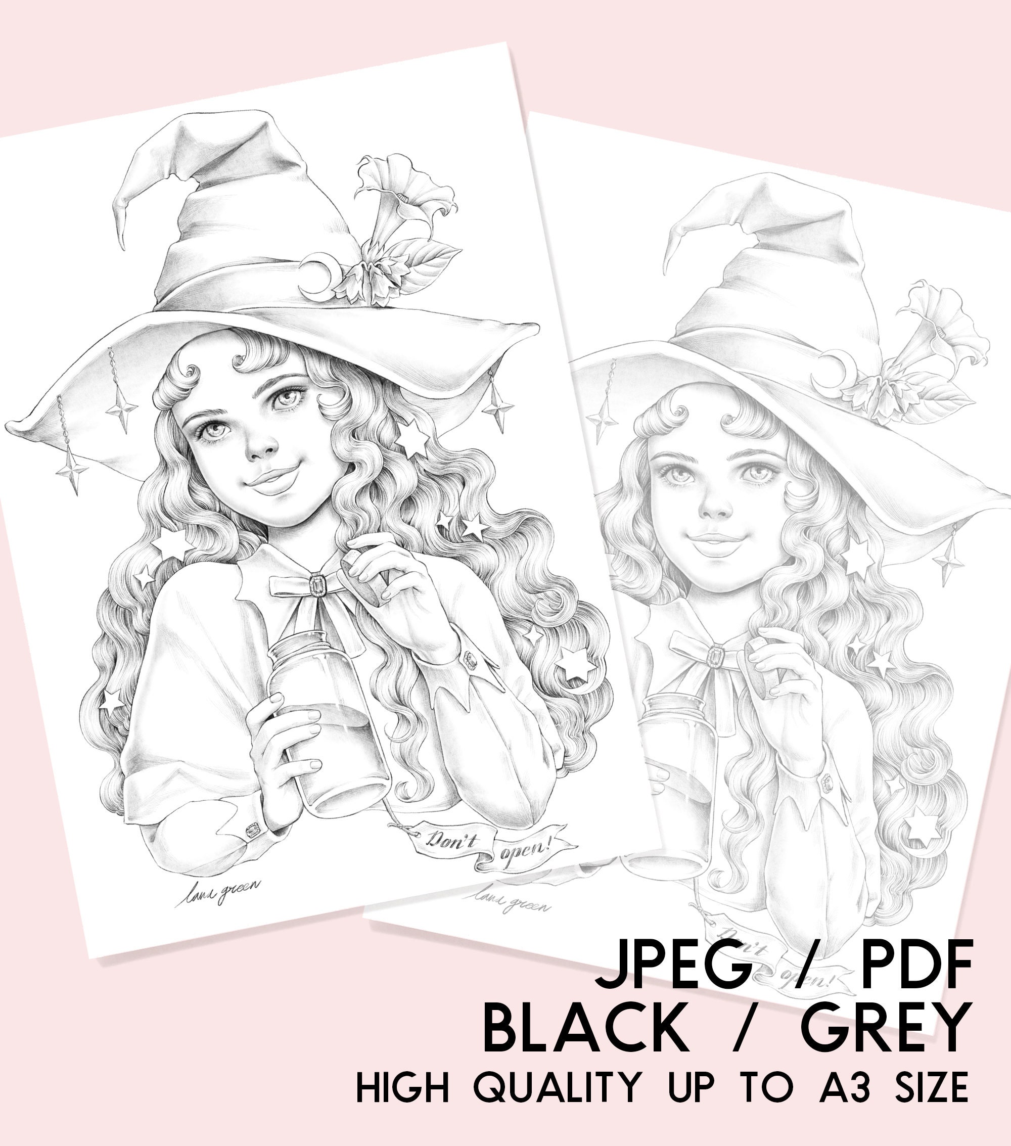 Wicked Halloween Coloring Page for Adults Grayscale - Etsy