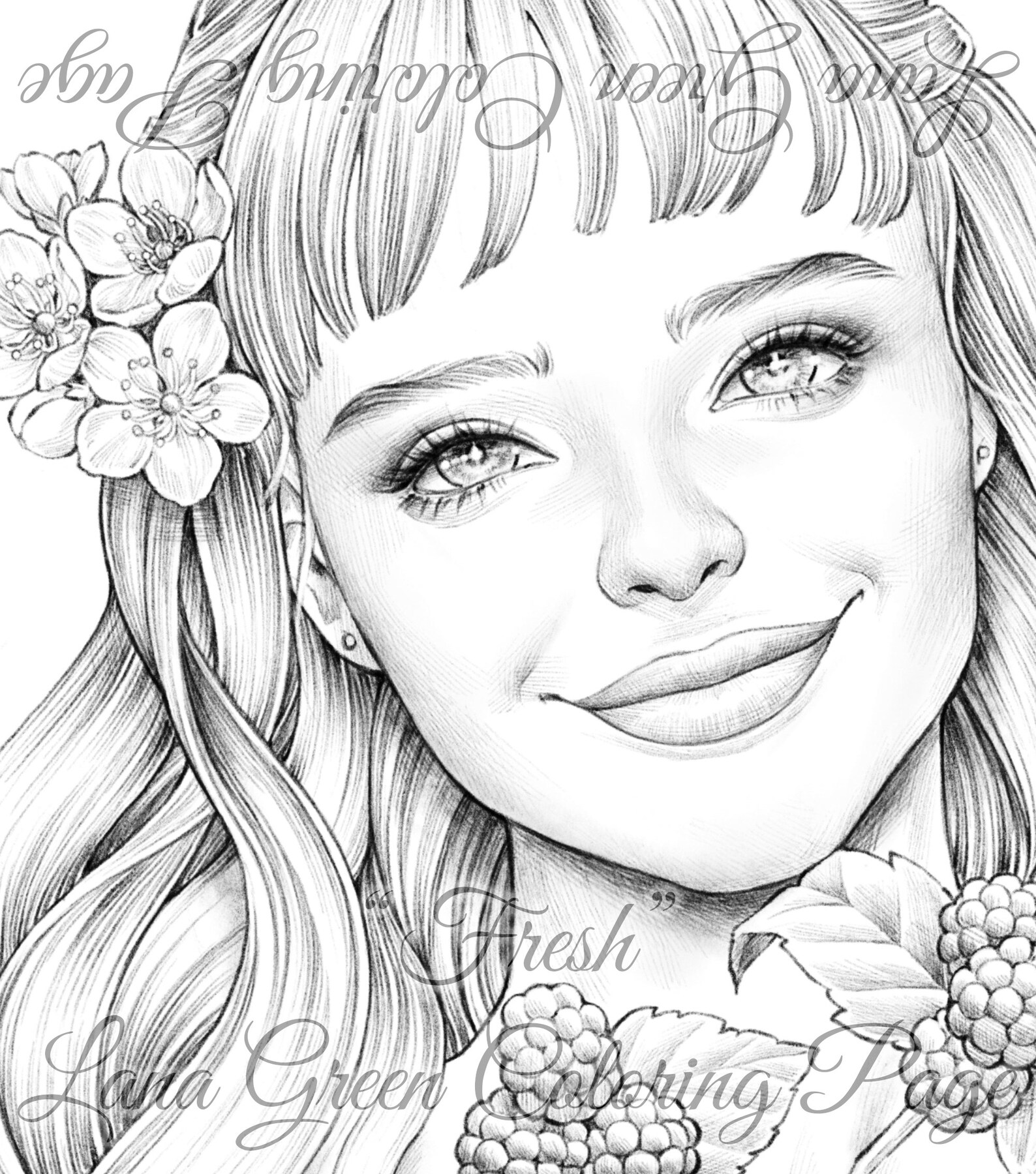 Fresh Coloring Page for Adults Grayscale Coloring Page - Etsy