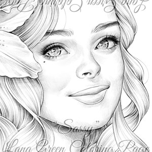 Sassy • Coloring Page for Adults • Grayscale Coloring Page • Instant ...