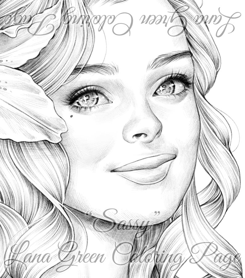 Sassy Coloring Page for Adults Grayscale Coloring Page - Etsy