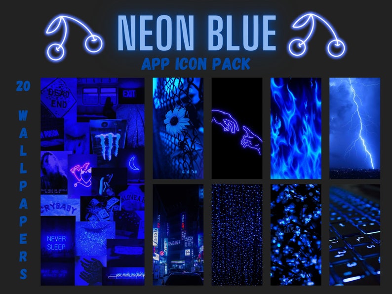500+ Neon Blue App Icon Pack - Custom iPhone Home Screen - iPhone ...