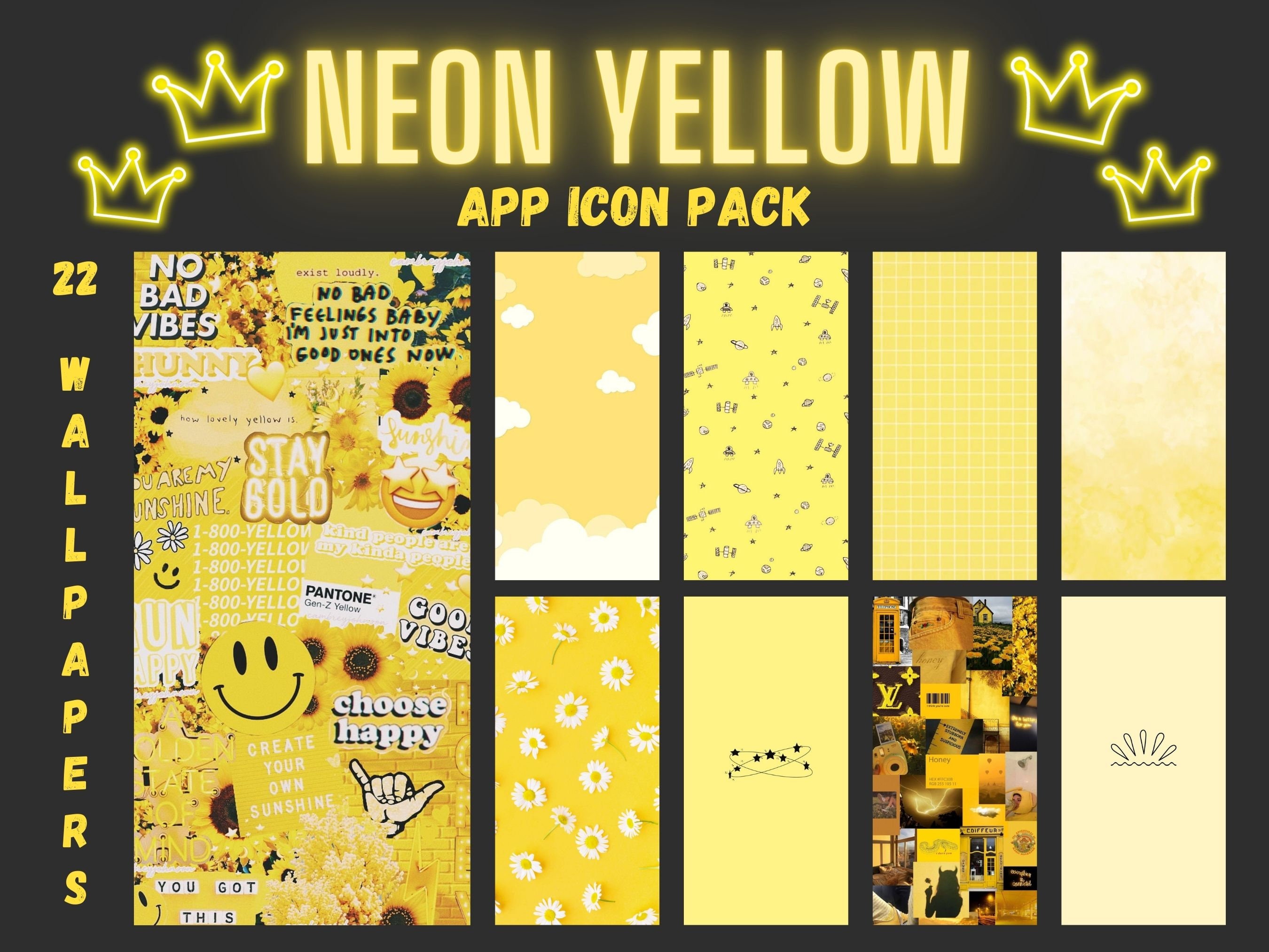 600+ Neon Yellow App Icon Pack - Custom Home Screen - iPhone / iPad ...