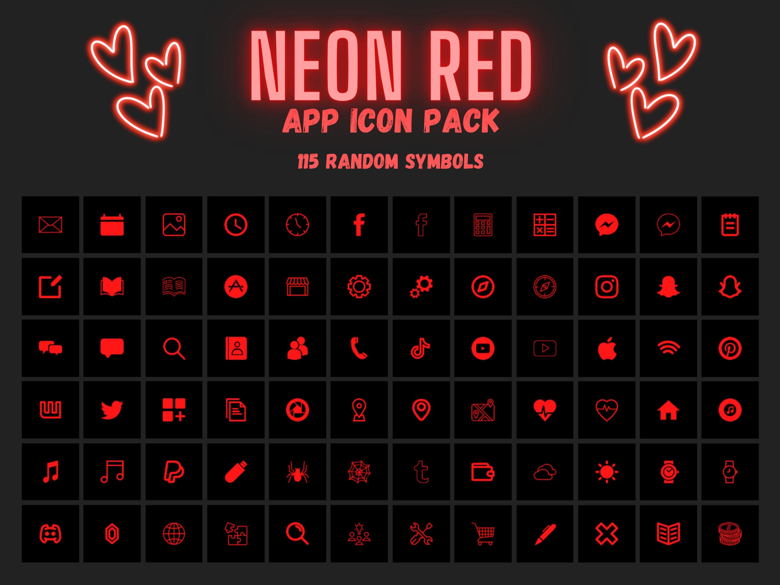 600+ Neon Red App Icon Pack - Custom iPhone Home Screen - iPhone & iPad ...