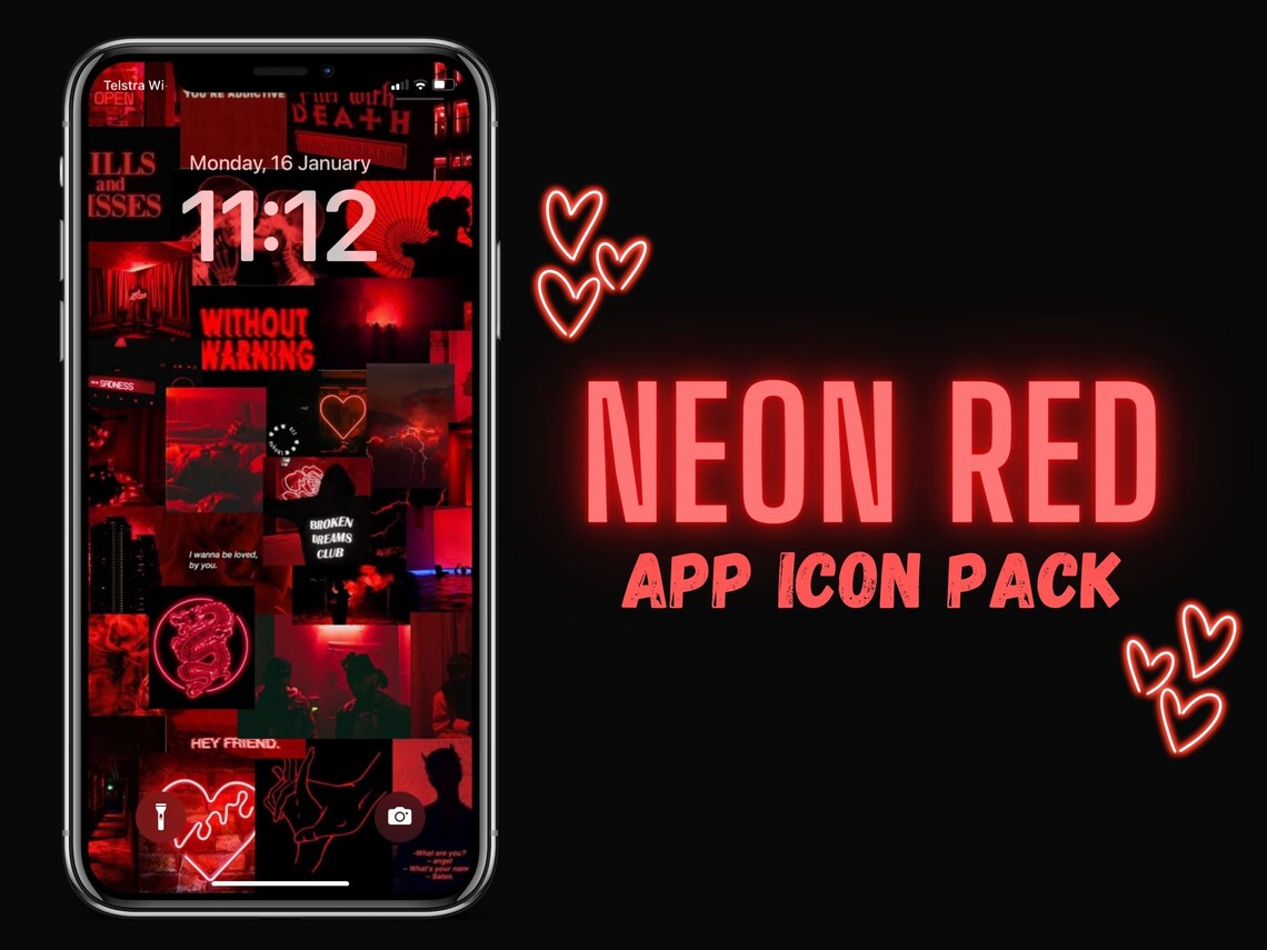 600+ Neon Red App Icon Pack - Custom iPhone Home Screen - iPhone & iPad ...