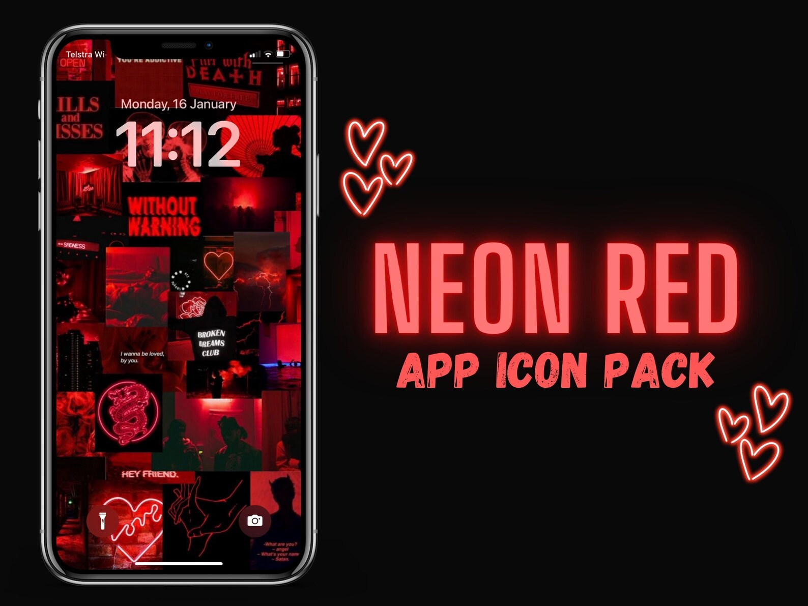 600+ Neon Red App Icon Pack - Custom iPhone Home Screen - iPhone & iPad ...