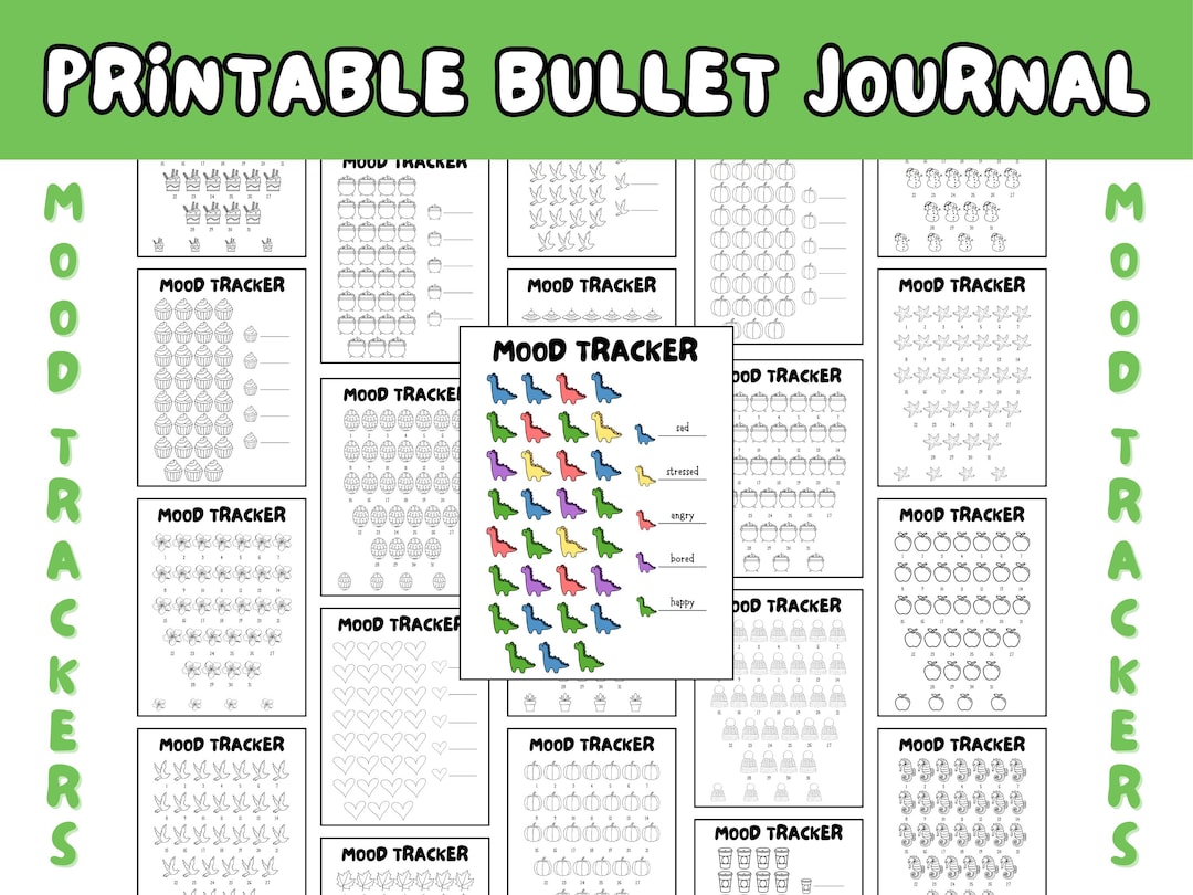 Mood Tracker Printable Bullet Journal 36 Pages Colour Code Your Mood ...