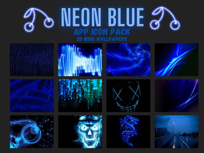 500+ Neon Blue App Icon Pack - Custom iPhone Home Screen - iPhone ...
