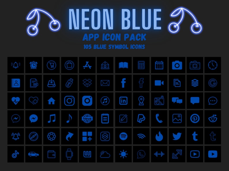 500+ Neon Blue App Icon Pack - Custom iPhone Home Screen - iPhone ...
