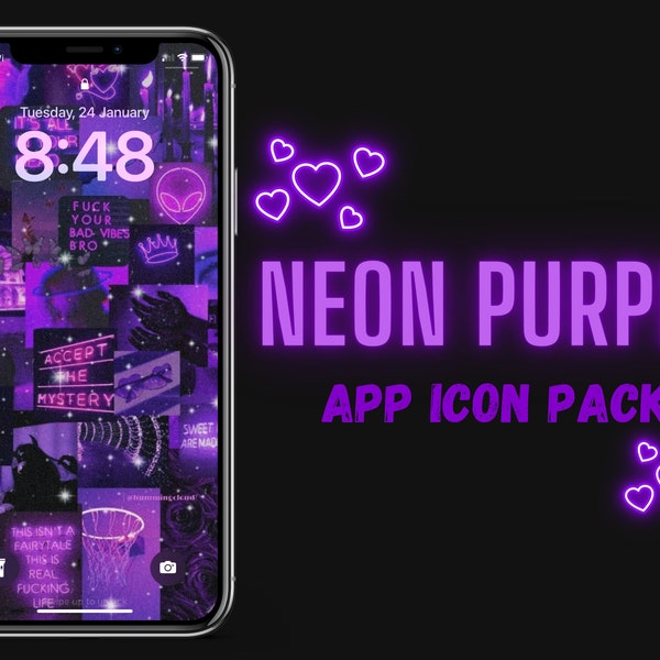 Neon Purple Icons - Etsy