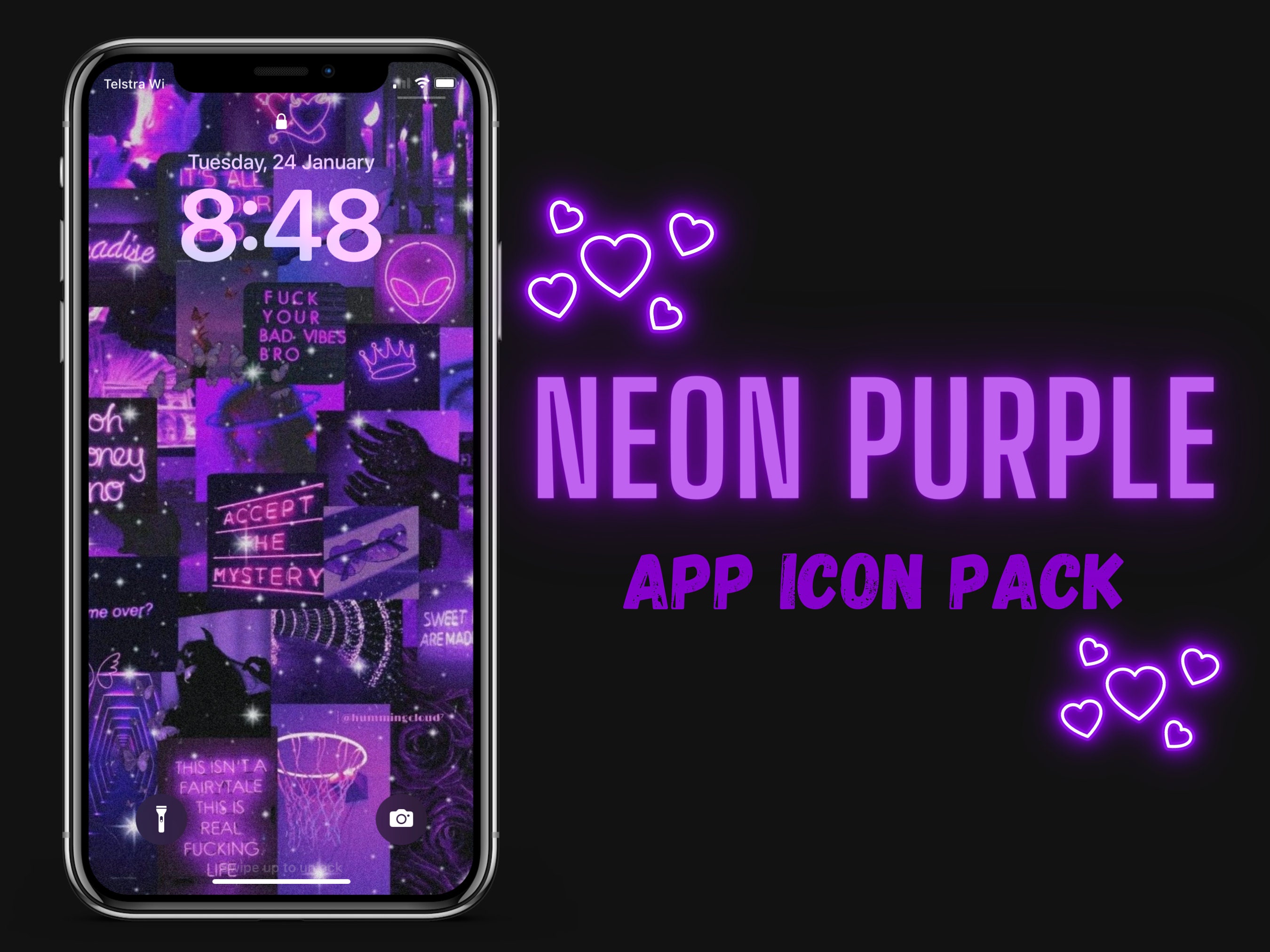 600+ Neon Purple App Icon Pack - Custom Home Screen - iPhone / iPad ...
