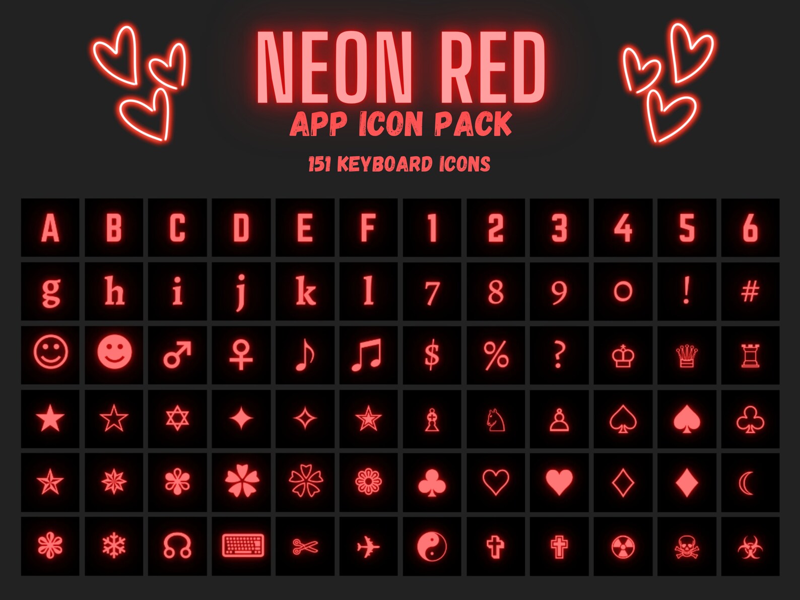 600+ Neon Red App Icon Pack - Custom iPhone Home Screen - iPhone & iPad ...
