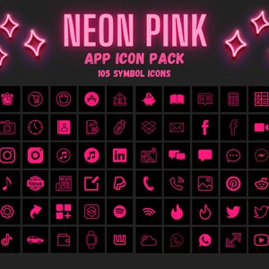 UPDATED 600+ Neon Pink App Icon Pack - Custom Home Screen - iPhone ...