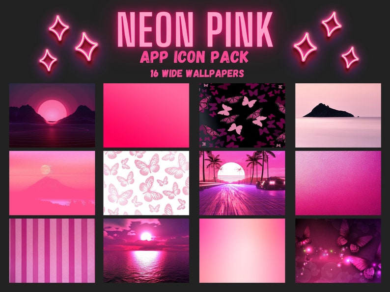 UPDATED 600+ Neon Pink App Icon Pack - Custom Home Screen - iPhone ...