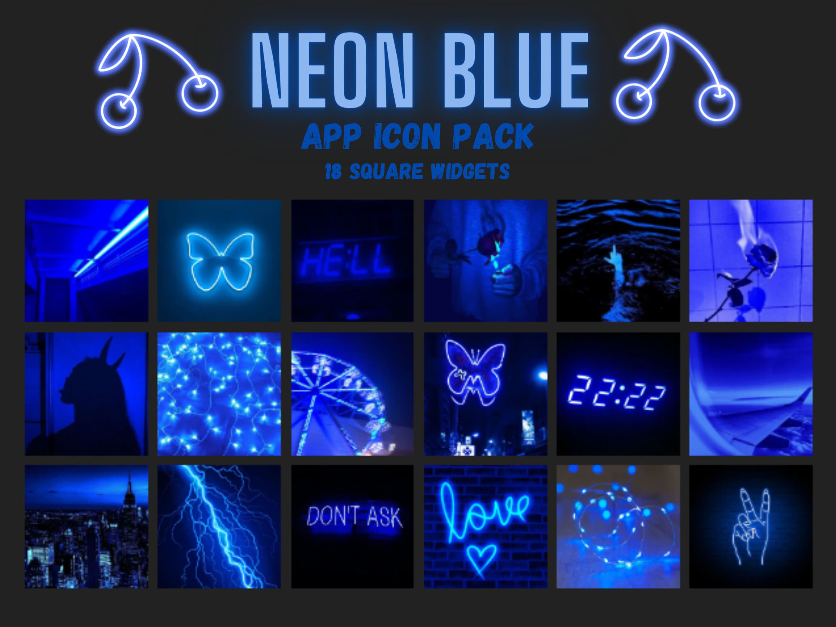 500+ Neon Blue App Icon Pack - Custom iPhone Home Screen - iPhone ...