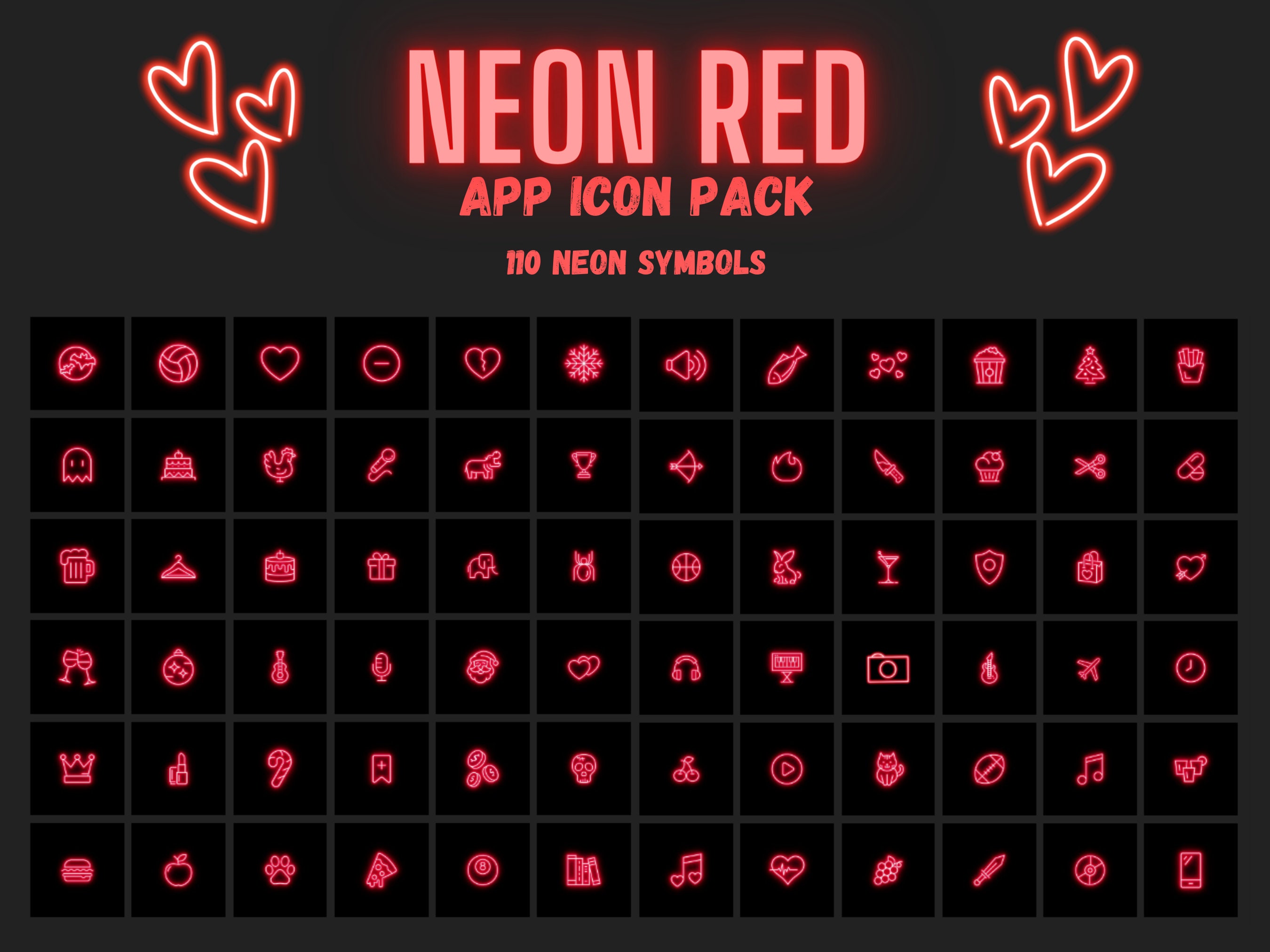 600+ Neon Red App Icon Pack - Custom iPhone Home Screen - iPhone & iPad ...