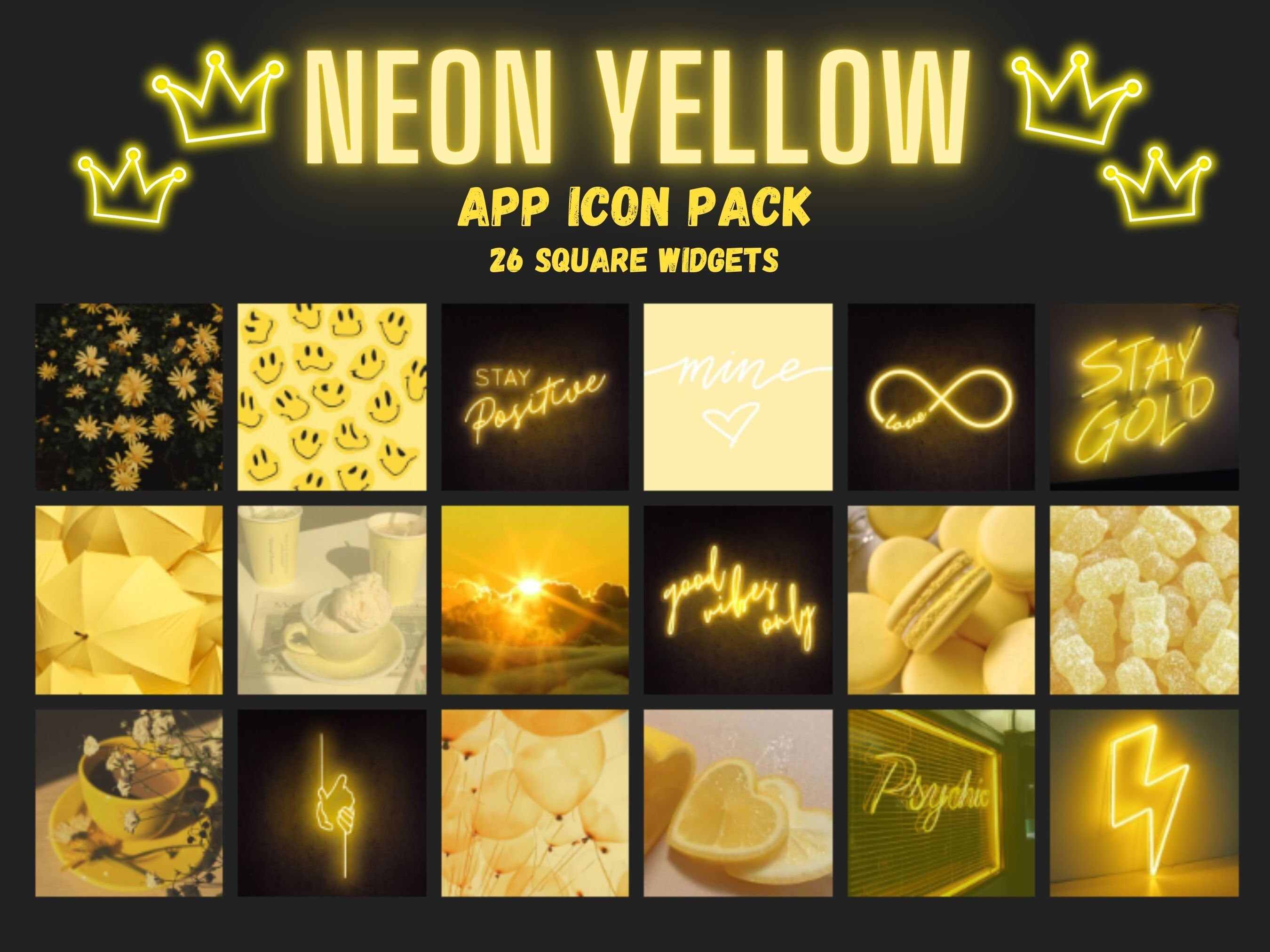 600+ Neon Yellow App Icon Pack - Custom Home Screen - iPhone / iPad ...