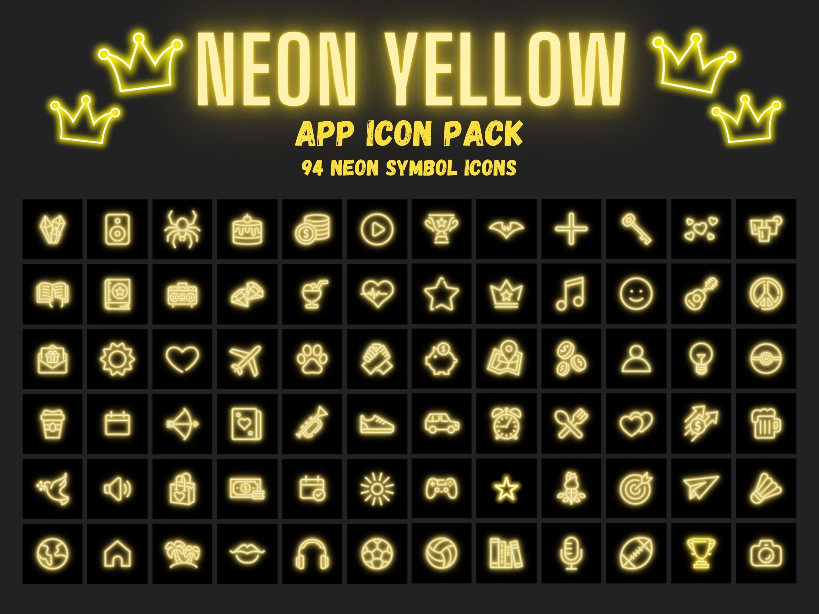 600+ Neon Yellow App Icon Pack - Custom Home Screen - iPhone / iPad ...