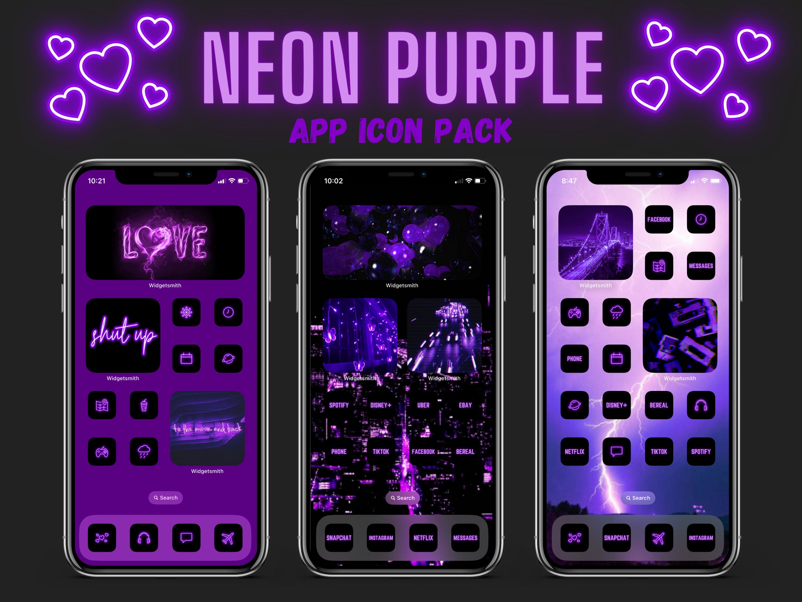 600 Neon Purple App Icon Pack Custom Home Screen iPhone / - Etsy