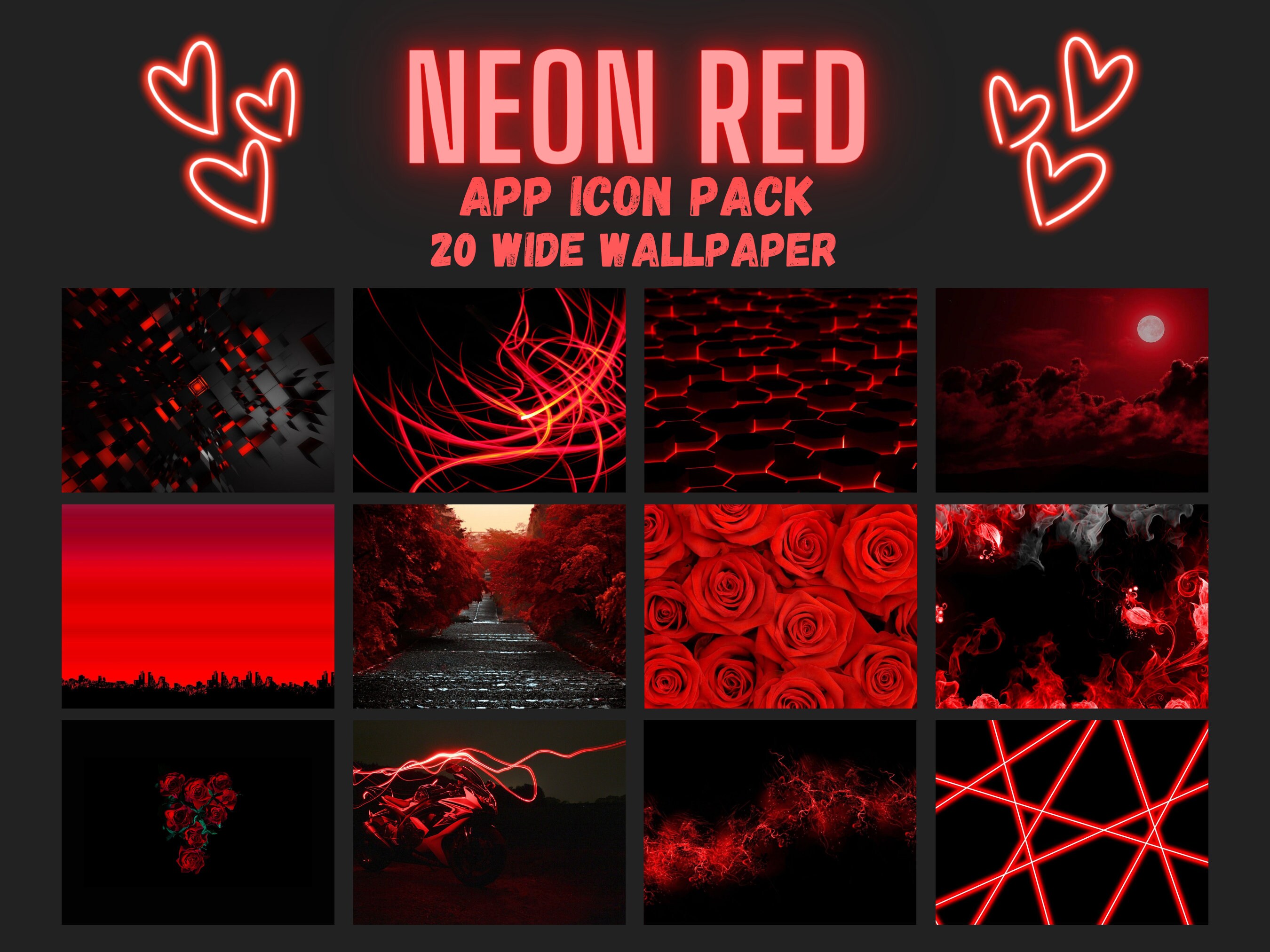 600+ Neon Red App Icon Pack - Custom iPhone Home Screen - iPhone & iPad ...