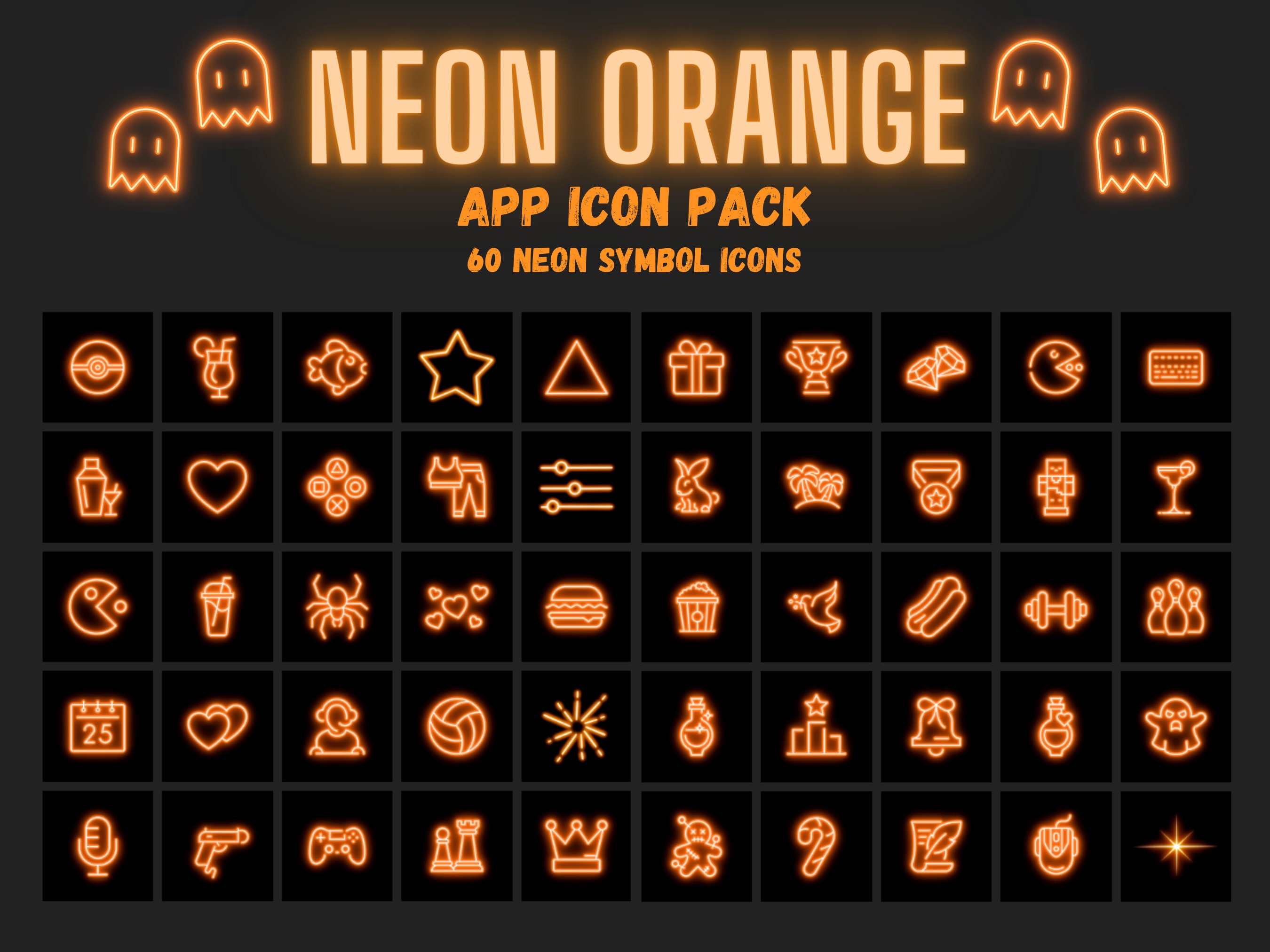 600+ Neon Orange App Icon Pack - Custom Home Screen - iPhone / iPad ...