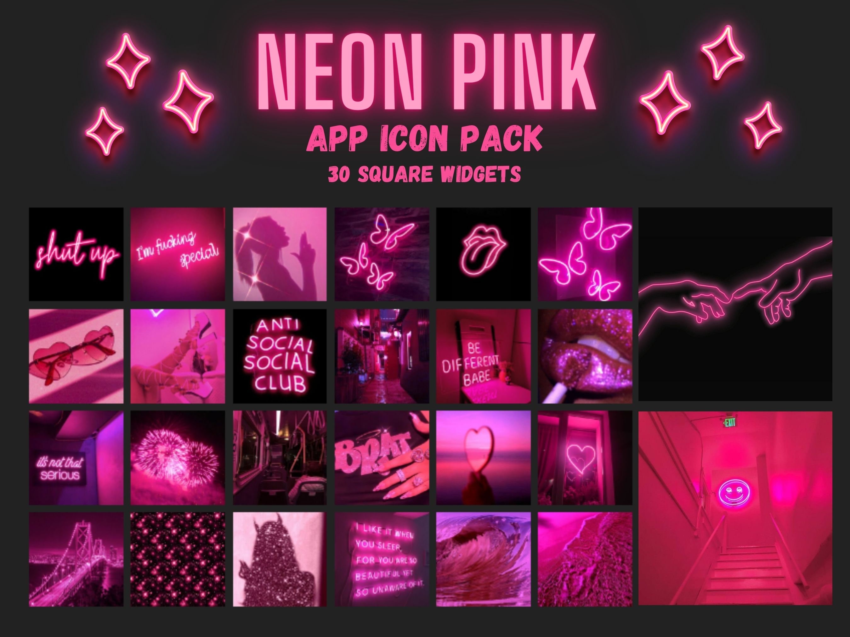 UPDATED 600+ Neon Pink App Icon Pack - Custom Home Screen - iPhone ...