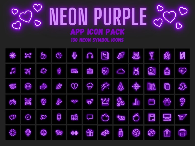 600+ Neon Purple App Icon Pack - Custom Home Screen - iPhone / iPad ...