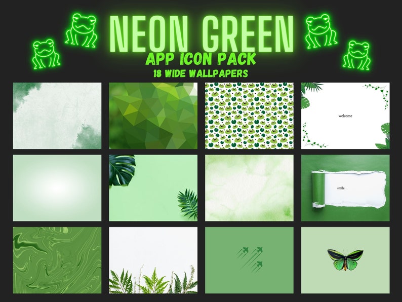 600 Neon Green App Icon Pack Custom Home Screen iPhone / iPad Neon ...