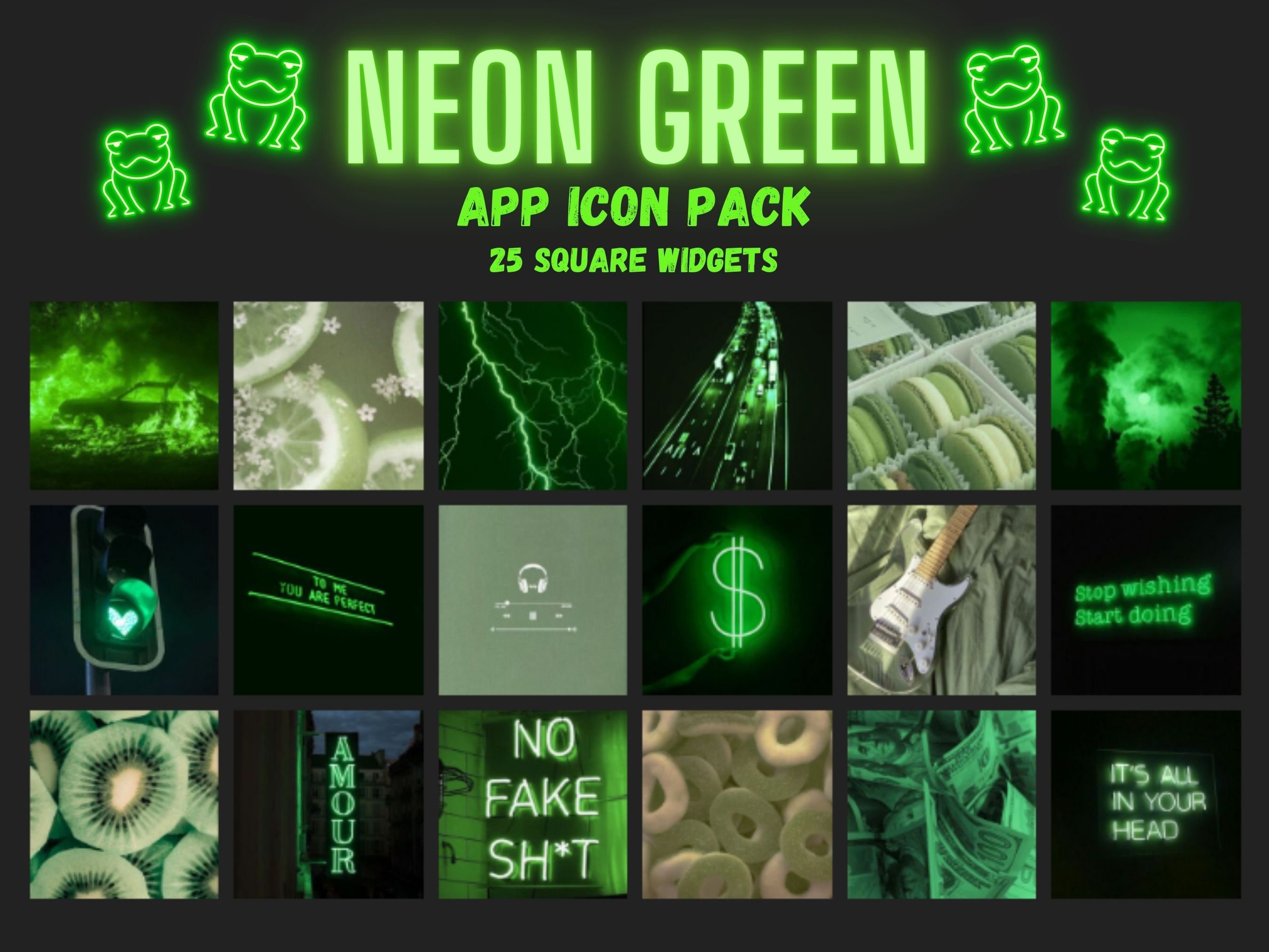 600 Neon Green App Icon Pack Custom Home Screen Iphone / - Etsy