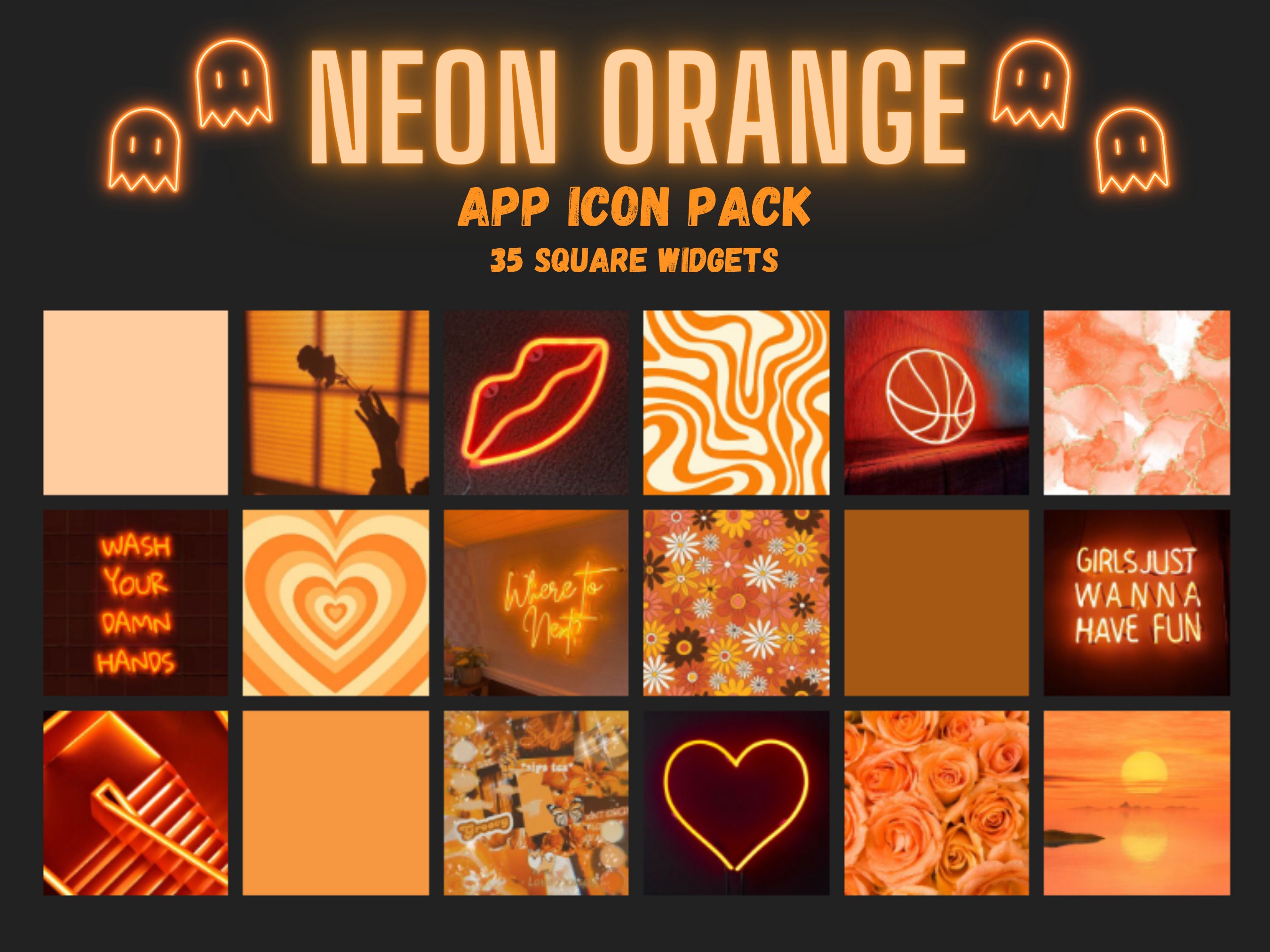 600+ Neon Orange App Icon Pack - Custom Home Screen - iPhone / iPad ...