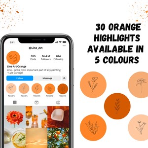 150 Orange Instagram Highlight Covers Line Art Orange Multiple Designs ...