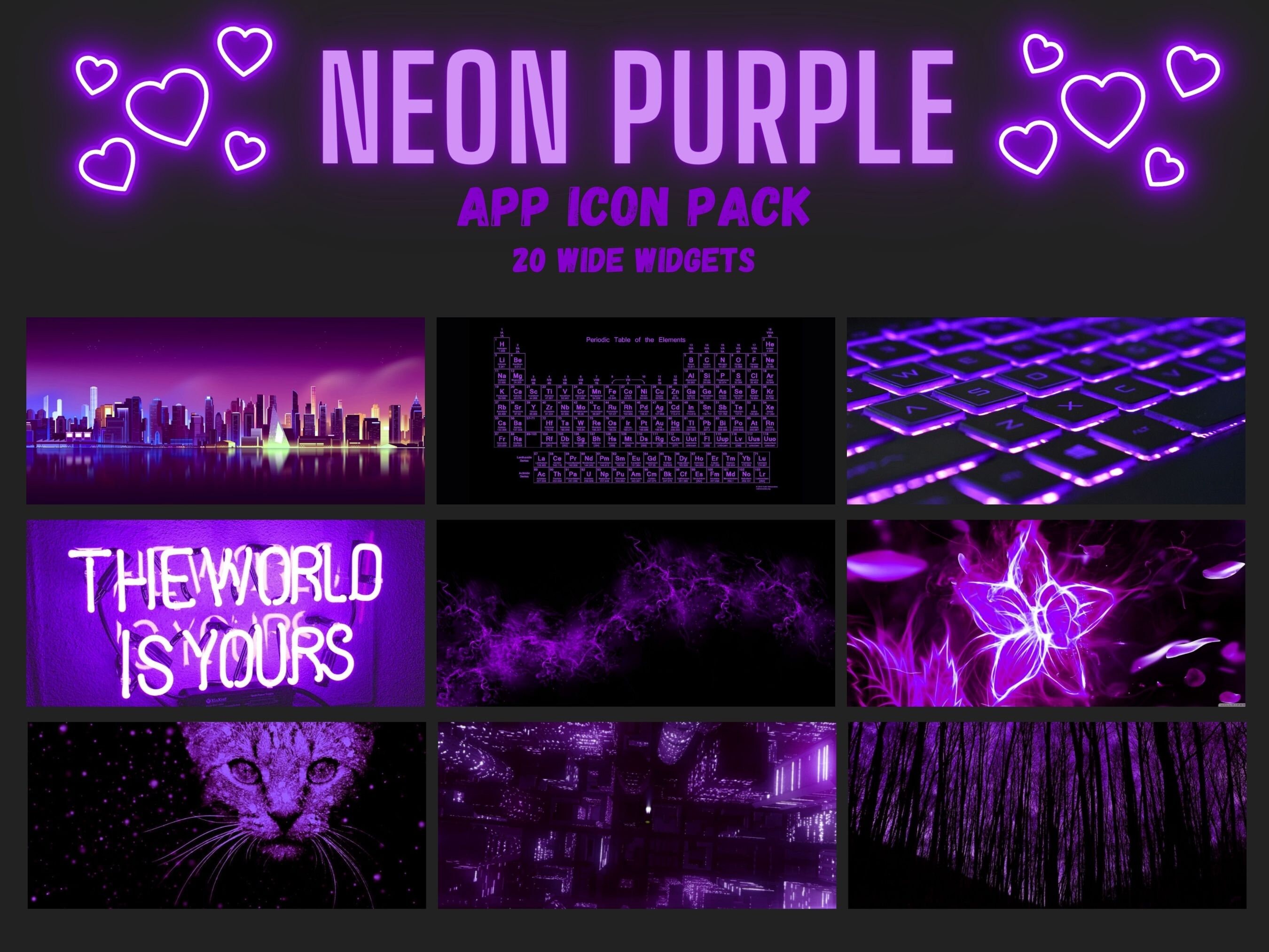 600 Neon Purple App Icon Pack Custom Home Screen iPhone / - Etsy