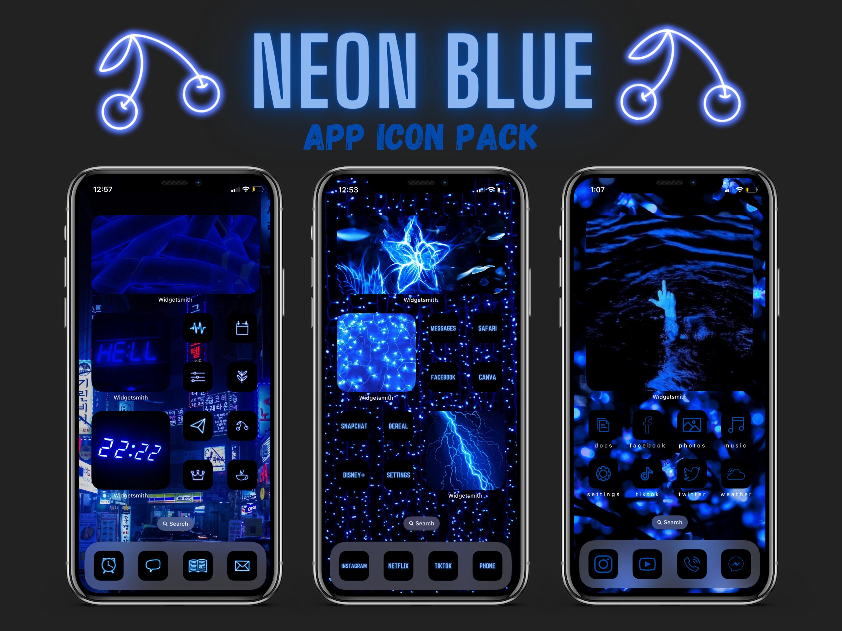 500+ Neon Blue App Icon Pack - Custom iPhone Home Screen - iPhone ...
