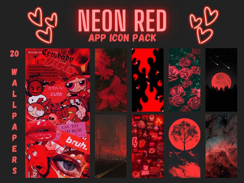 600+ Neon Red App Icon Pack - Custom iPhone Home Screen - iPhone & iPad ...