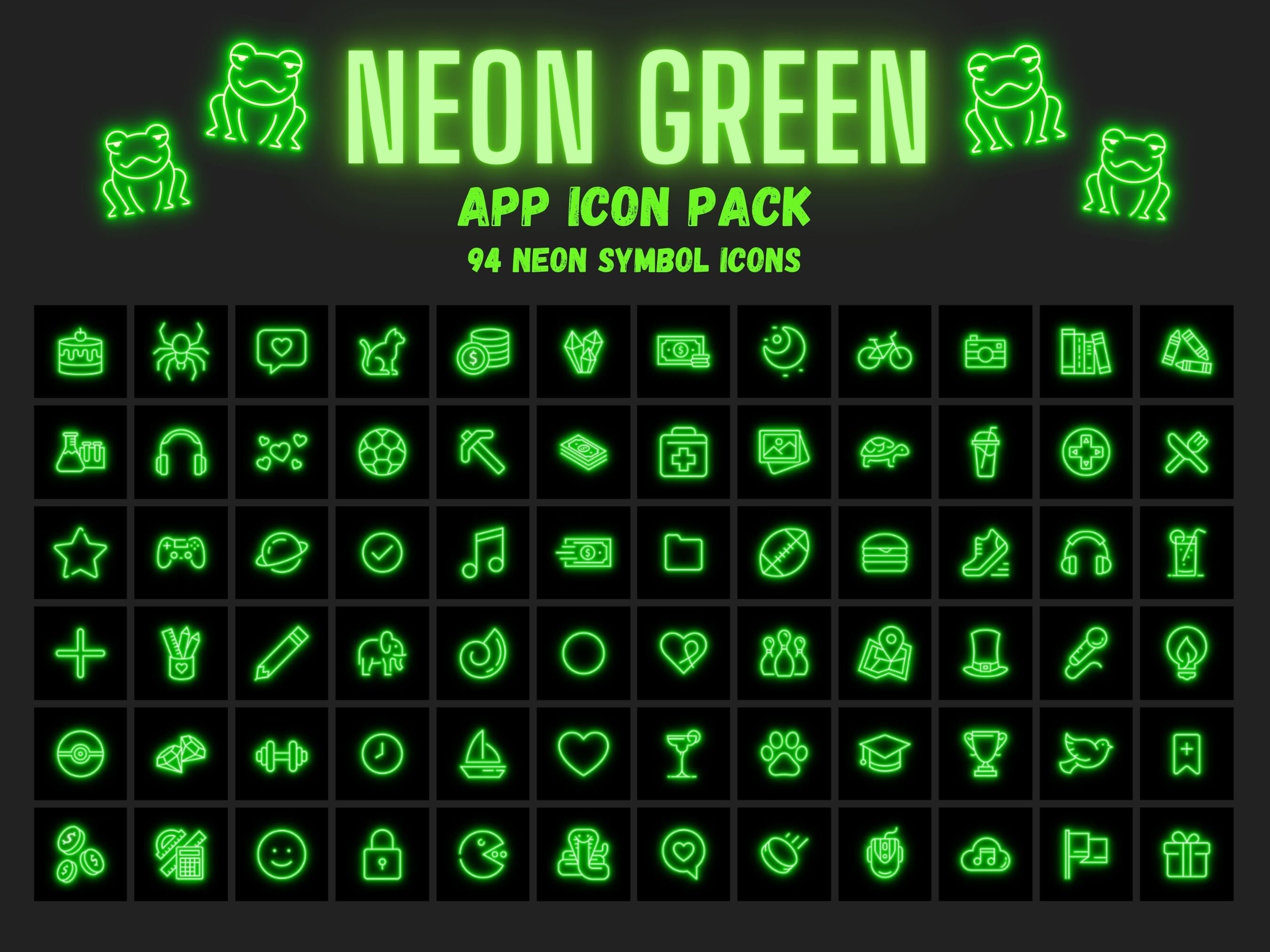 600 Neon Green App Icon Pack Custom Home Screen Iphone / - Etsy