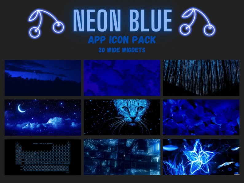 500 Neon Blue App Icon Pack Custom iPhone Home Screen iPhone & iPad ...