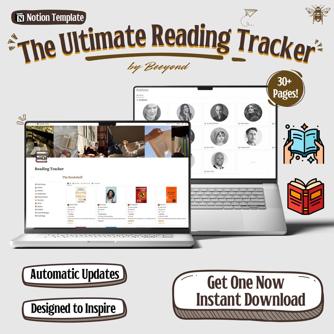 Reading Tracker Notion Template, Book Tracker, Notion Book Organizer ...