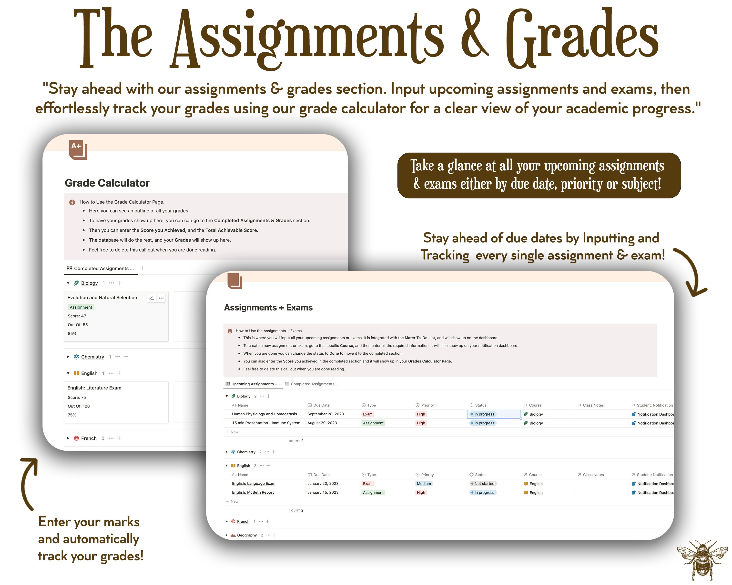 Notion Template Student Planner, Academic Planner, School Planner, ADHD ...