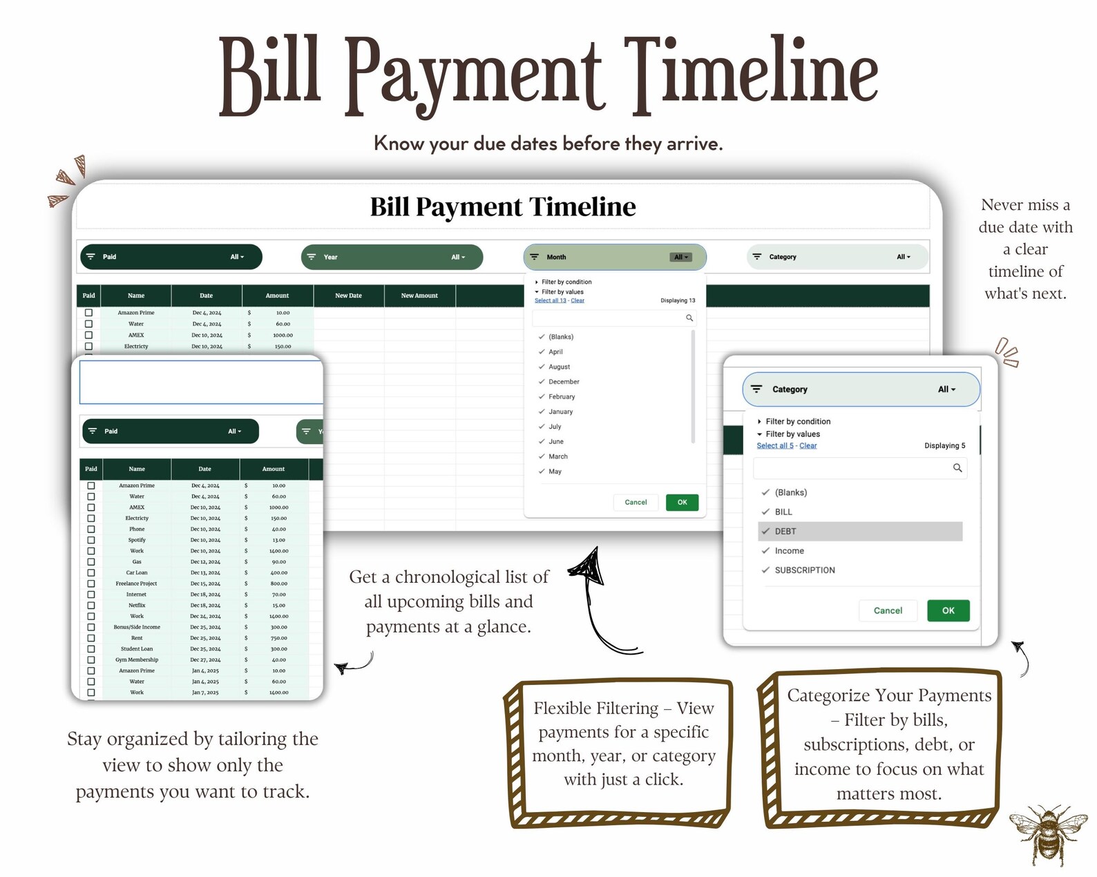 Bill Tracker, Monthly Bill Tracker, Medical Bill Tracker, Bill Tracker ...