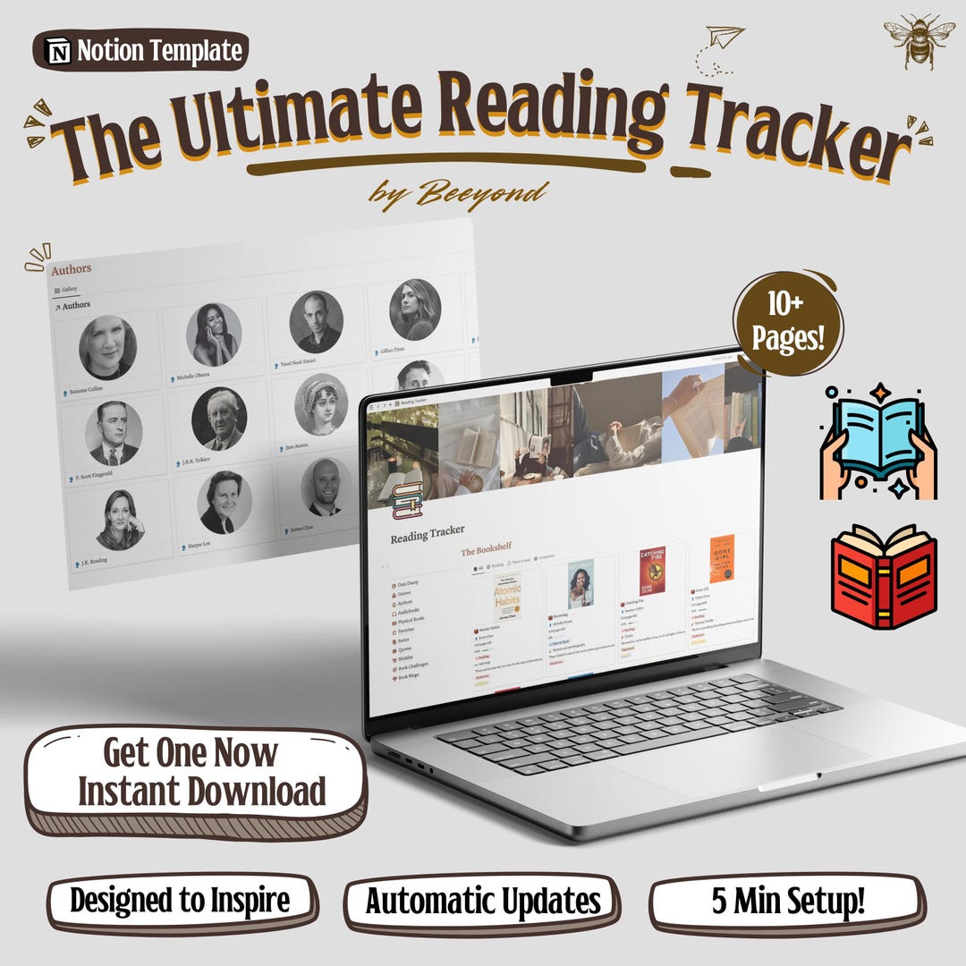 Reading Tracker Notion Template, Book Tracker, Notion Book Organizer ...