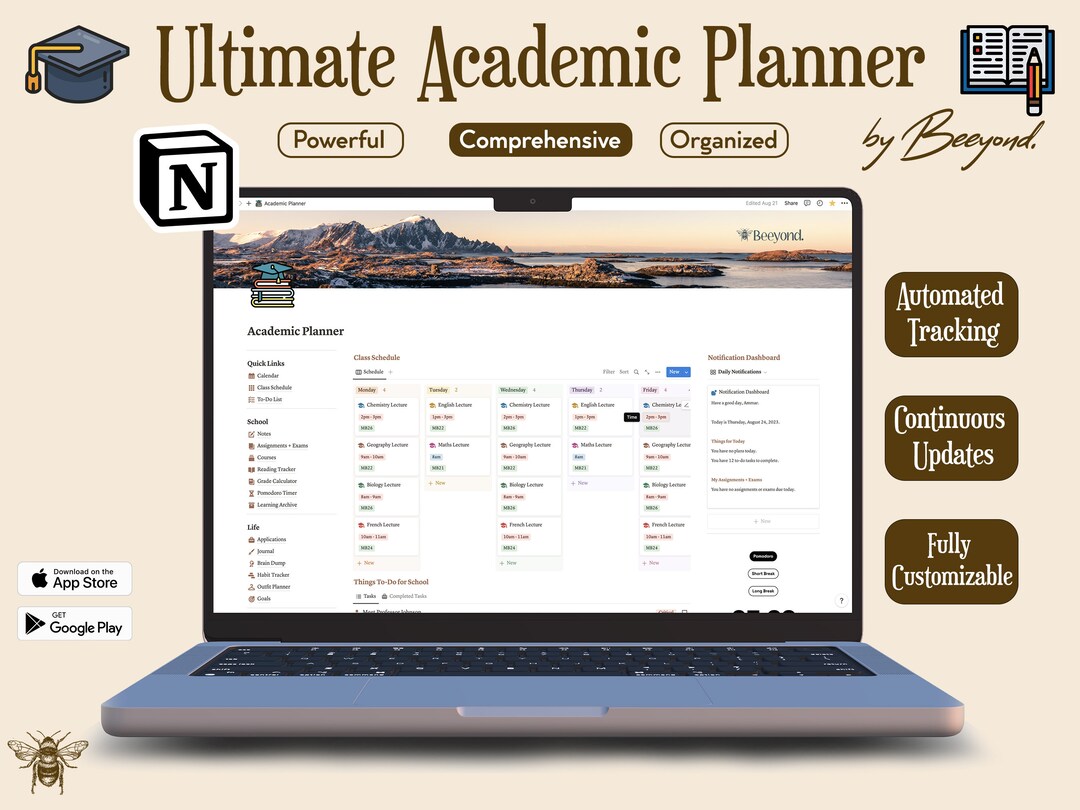 Notion Template Student Planner Academic Planner School - Etsy