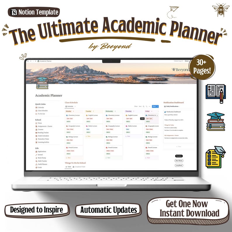 Notion Template Student Planner All in One Notion Life Planner Notion ...