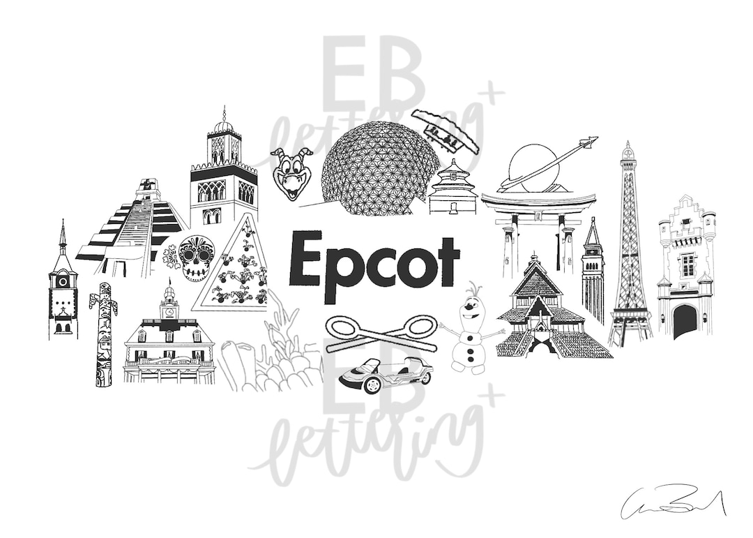 Epcot Fine Line Print DIGITAL FILE - Etsy