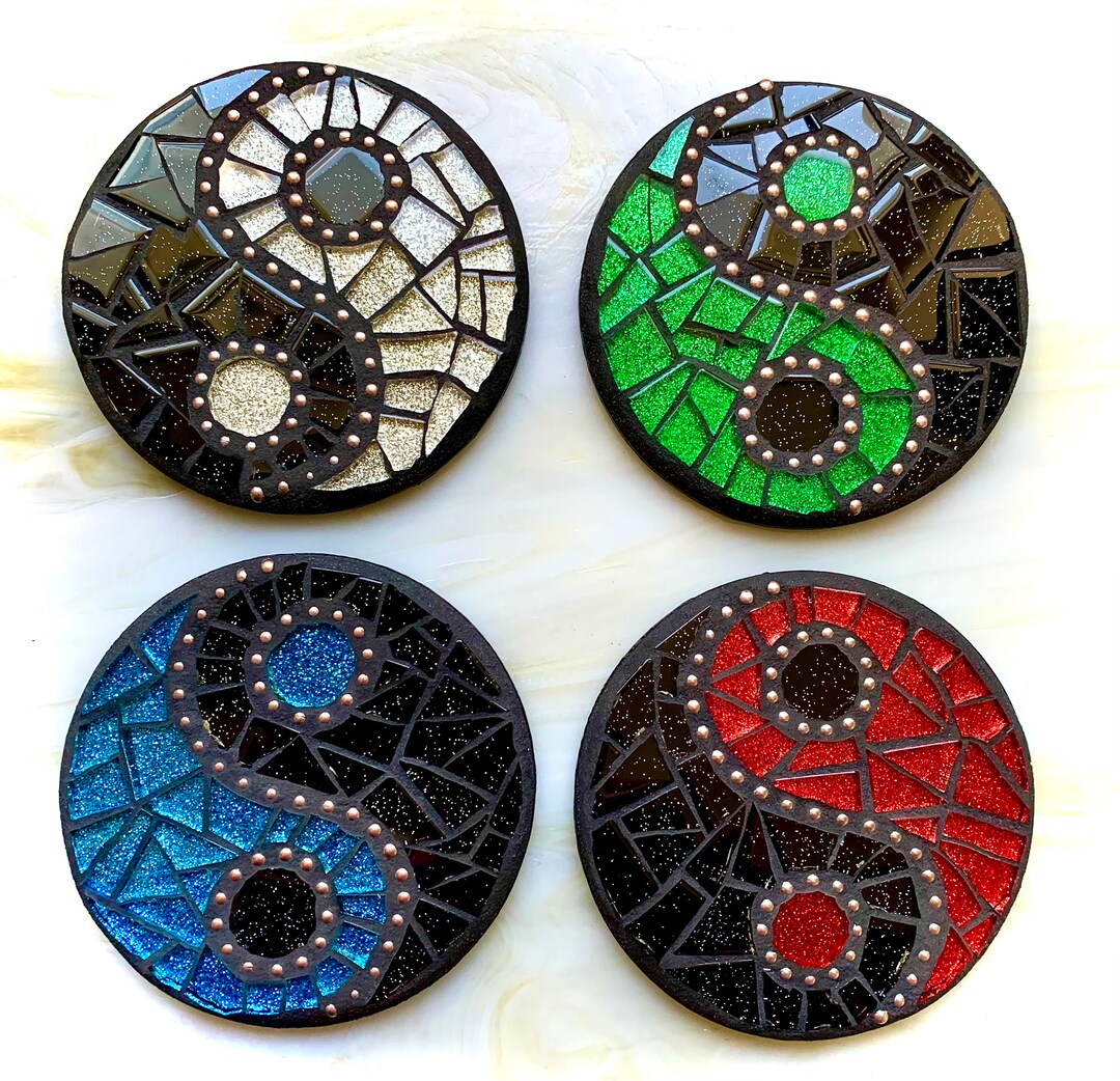 Yin-yang Mosaic Coaster Set - Etsy
