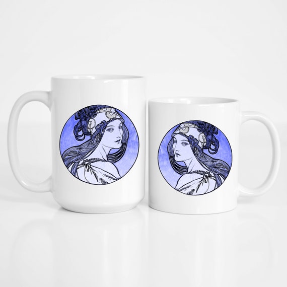 THE WARRIOR Art Nouveau Coffee Mug 11oz Moon Goddess Mug birthday gift ...
