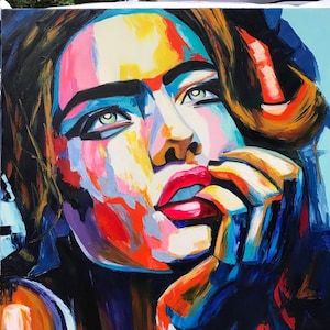 Neon Colour Large ORIGINAL Contemporary, Abstract Painting OIL on ...