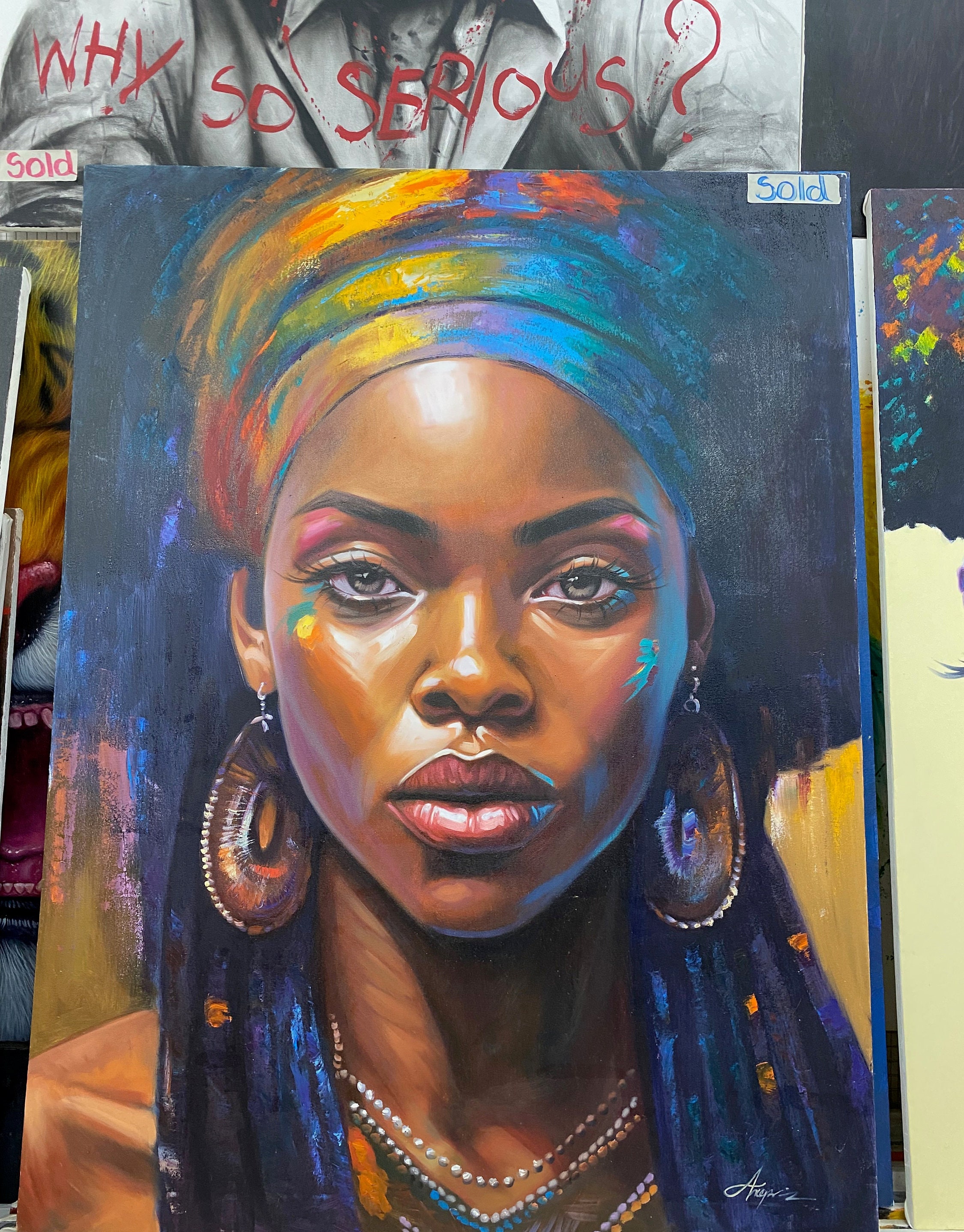 Extra Large Female Portrait Painting, Acrylic on Canvas, Modern Decor ...