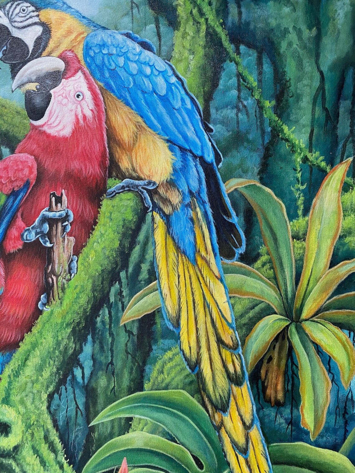 ORIGINAL Painting of Jungle Parrots Contemporary ACRYLIC Oil - Etsy