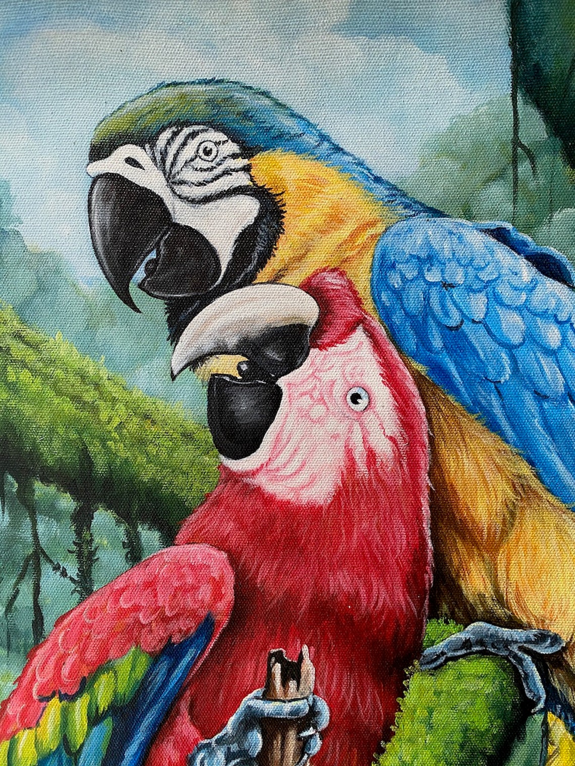 ORIGINAL Painting of Jungle Parrots Contemporary ACRYLIC Oil - Etsy