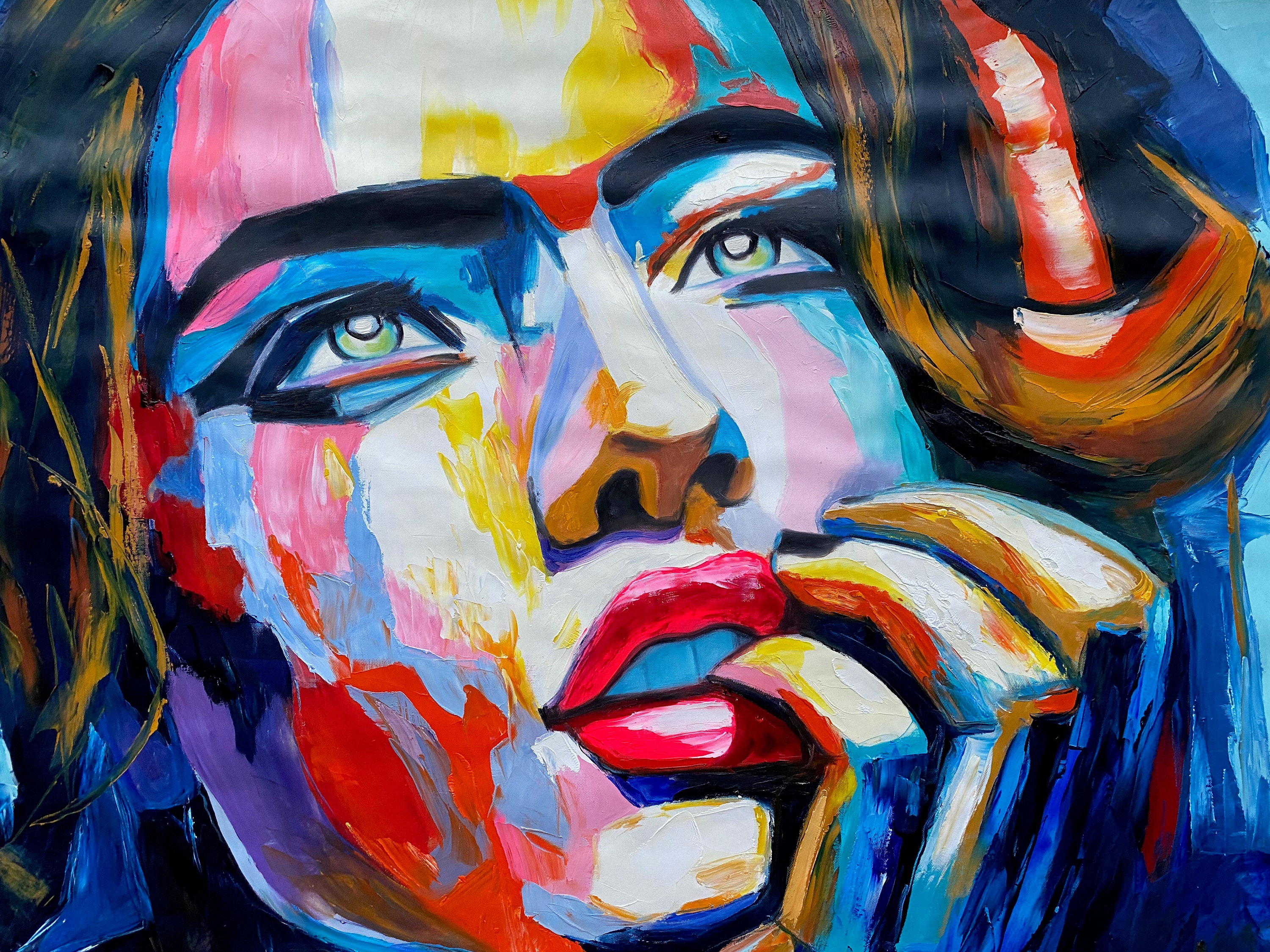 Neon Colour Large ORIGINAL Contemporary, Abstract Painting OIL on ...