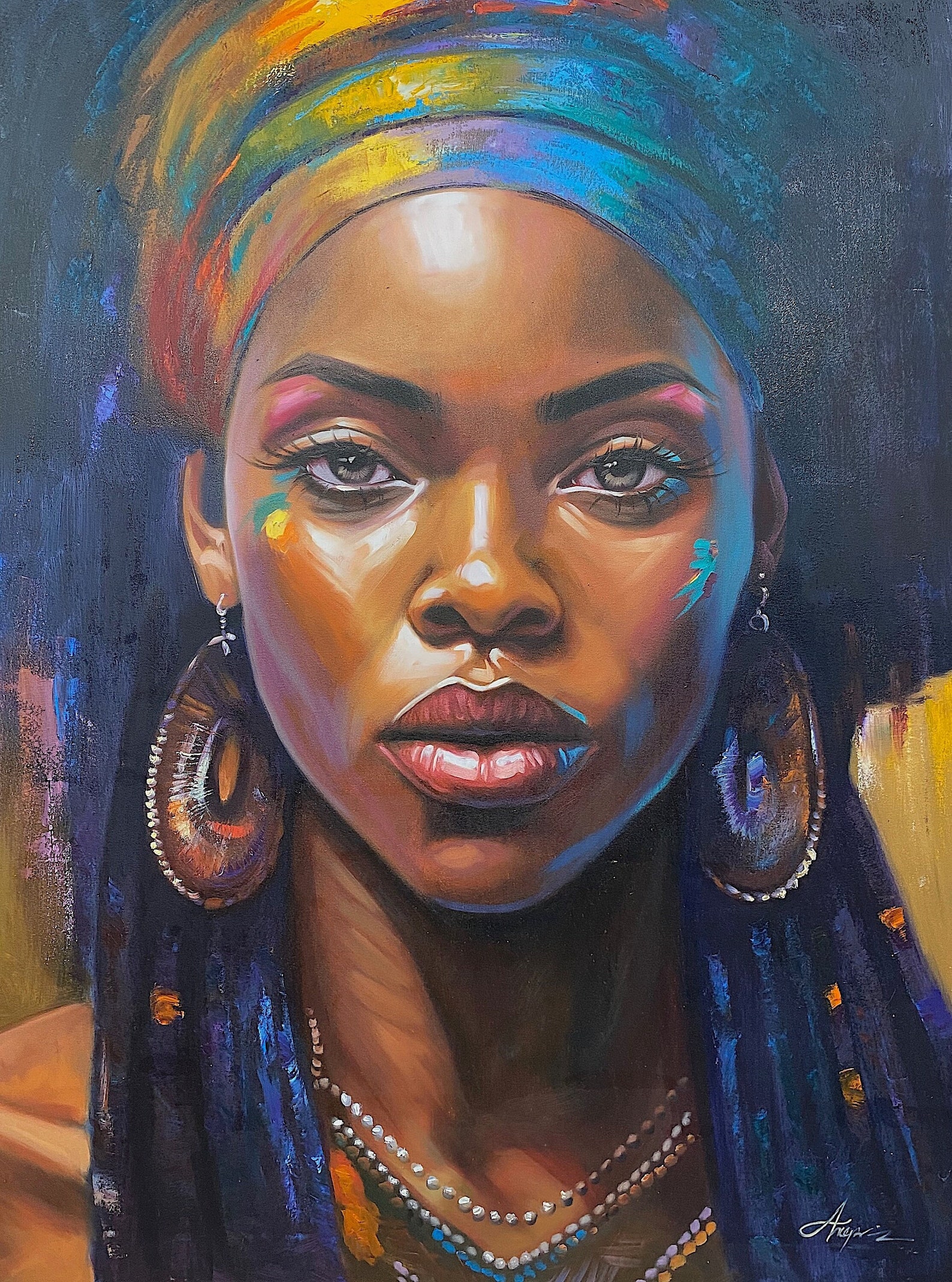 Extra Large Female Portrait Painting, Acrylic on Canvas, Modern Decor ...